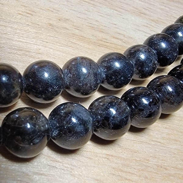 Genuine Natural Black Astrophyllite Gemstone Grade AAA 6mm 7mm 8mm 10mm ...