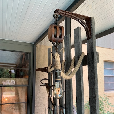 Rustic Rope Pendant Lights Custom Handmade Lengths Antique Edison ...