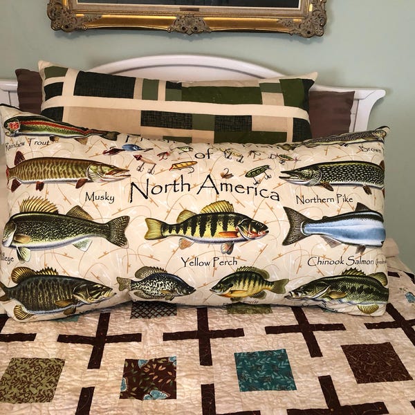 Keeping It Reel Fishing Fish Fabric Panel North America Fabric Blank ...