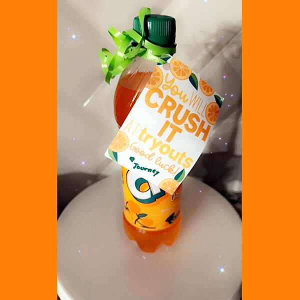 Crush It Tryout Printable Tag | Crush Printable | Orange Good Luck Tag ...