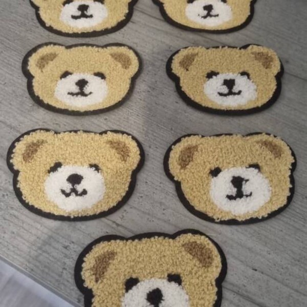 Chenille Bear Head Patch, Chenille Teddy Bear Sew-on Badge, Woodland Animal Patch, Decorative ...
