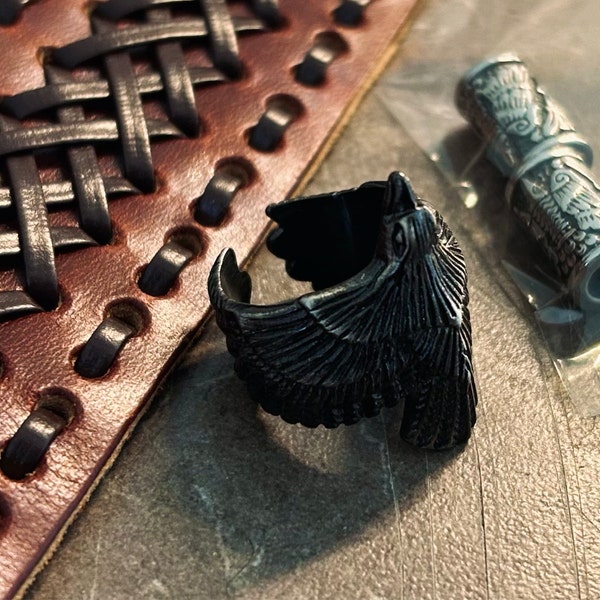 Viking Raven Beard Beads, Odin Ravens Hair Rings, Norse Mythology Rune ...