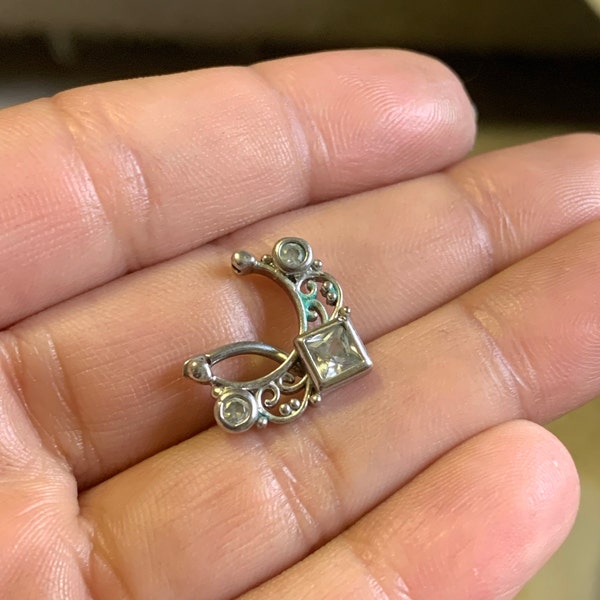 Lace Swirl Septum Clicker Ring / Daith Earring With Crystals, Rose Gold ...