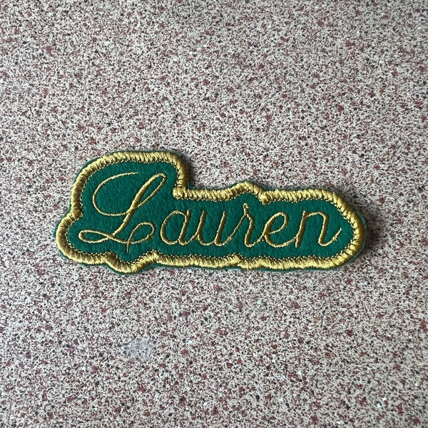 Embroidered Personalised Name Badge 100mm Wide Patch Iron on or Sew ...