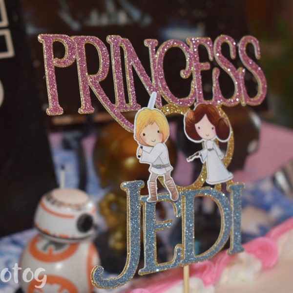 Princess or Jedi Gender Reveal Cake Topper, Star Wars Theme - Etsy