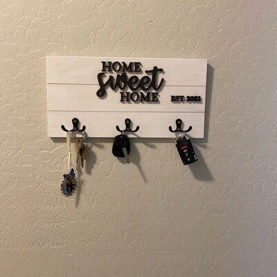Key Holder for Wall / Personalized Key Hanger / New Home Sign / Family ...