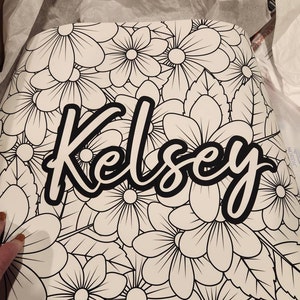 Digital Name Flower Doodle Coloring Poster, Personalized Name Poster ...