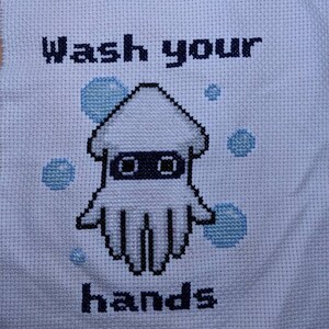 Blooper Wash Your Hands Mario Video Gamer Bathroom Cross Stitch Pattern ...