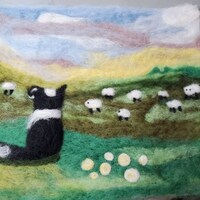 Sheep Felted Painting Kit Landscape Picture Needlepoint - Etsy Canada