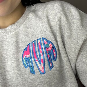 Preppy Embroidered Monogrammed Sweatshirt Pullover Colorful Monogram ...