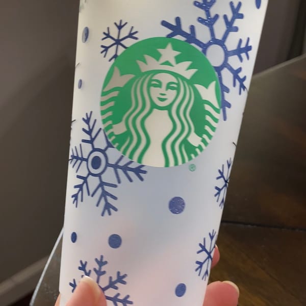 24oz Venti Cold Cup Starbucks Snowflake Svg, Starbuck Full Wrap Svg ...