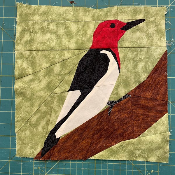 Red-headed Woodpecker Fpp--backyard Birds Series--paper Piecing Quilt ...