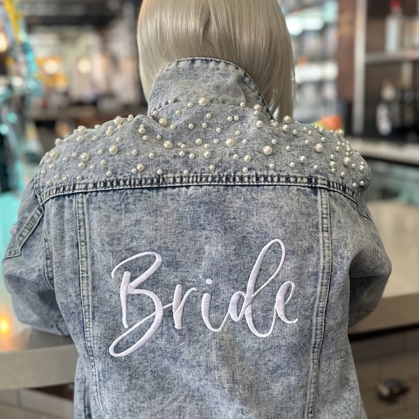 Bride Jean Jacket, Personalized Bridal Jean Jacket, Bride Denim Jacket ...