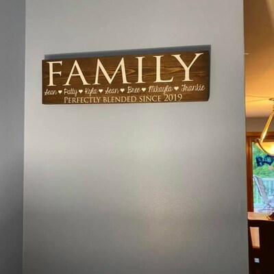 Blended Family Wood Sign Family Wall Decor Family Sign With Names ...