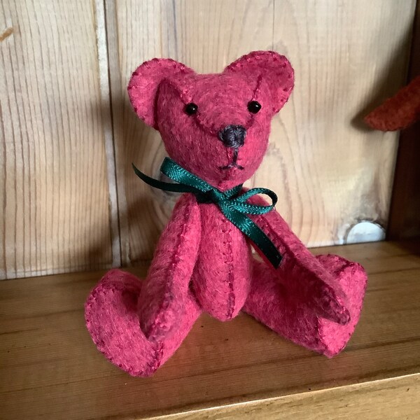 PDF Pattern - 4" Mini Jointed Felt Teddy Bear Download Sewing Pattern ...