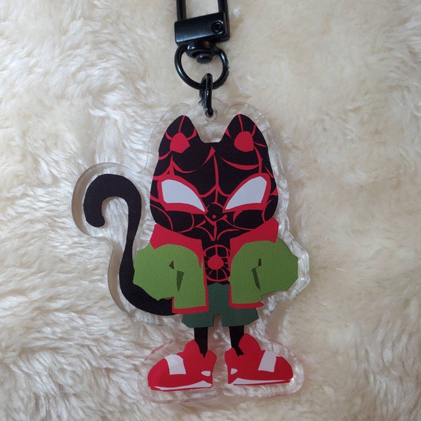 Spiderverse Spider-cat Keychains | 2.5" X 2" Double-sided Acrylic ...