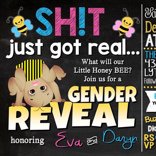 The Original Sh*t Just Got Real Gender Reveal Invitation - Coed Shower ...