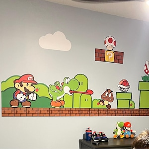 Mario Wall Decal Super Mario Wall Sticker Nintendo Game Wallpaper Wall ...