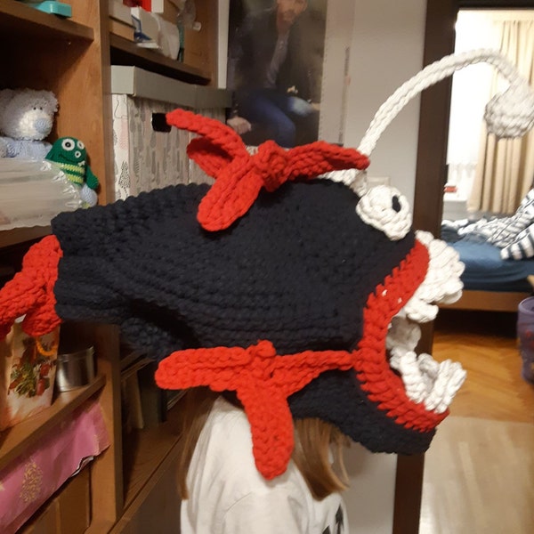 Angler Fish Crochet Hat Costume & Wrist Gauntlets - Fantasy Under the ...