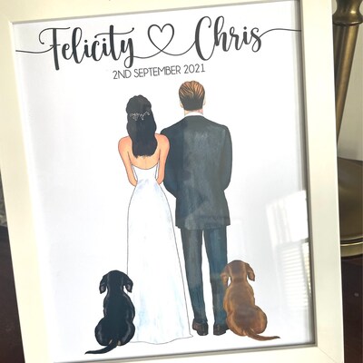 Personalised Wedding Print With Dog, Wedding Print Pets, Wedding Poster ...