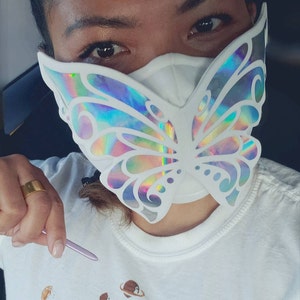 Holographic 3D Butterfly Face Mask Reflective Fashion Statement Wedding ...