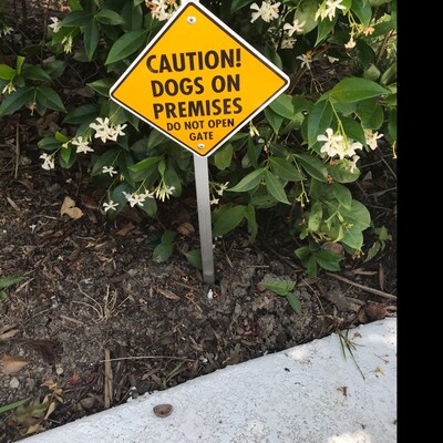 Caution Dogs on Premises Do Not Open Gate Aluminum Dog Sign or Vinyl ...