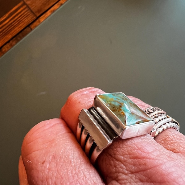 Beth Dutton Inspired Turquoise and Sterling Silver Large Statement Ring ...