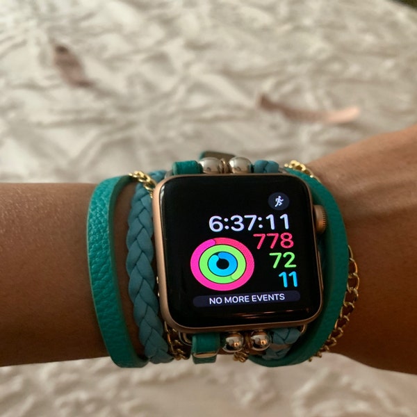 Boho Chic Apple Watch Band Vegan Leather, Iwatch Wristband, Braided ...