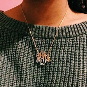 Gold Monogram Necklace Personalized Jewelry, Custom Name Necklace 18K ...