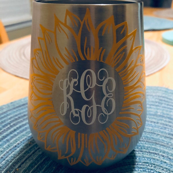 SUNFLOWER OUTLINE Monogram//monogram Decal//sunflower Decal//sunflower ...