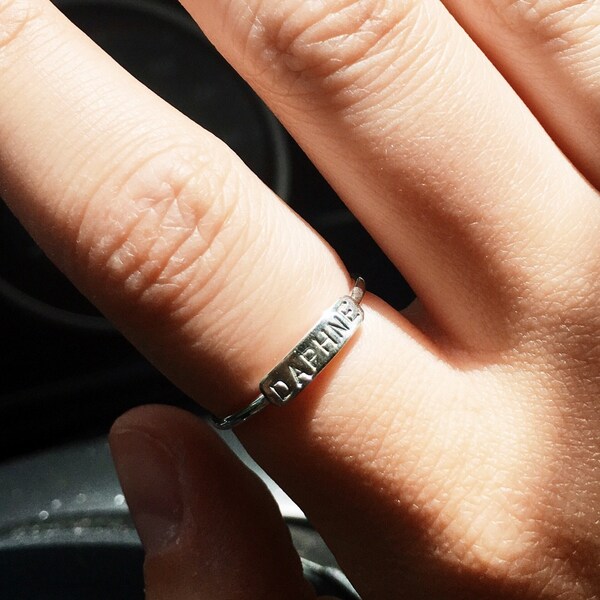 Name Ring; Custom Personalized Date Sterling Silver Rings; Name Plate ...