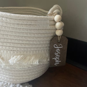 Beaded Wooden Name Tag Heart Shaped Name Tag Valentine Name - Etsy