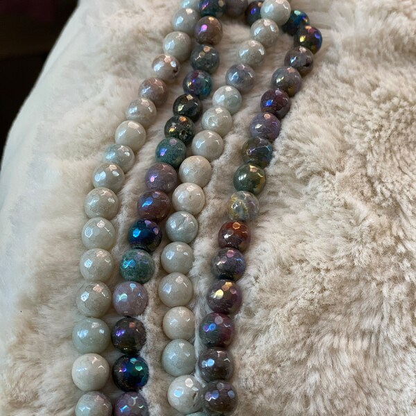 Natural Mystic Indian Agate/ Chalcedoney, Faceted Round Sizes 4mm, 6mm ...