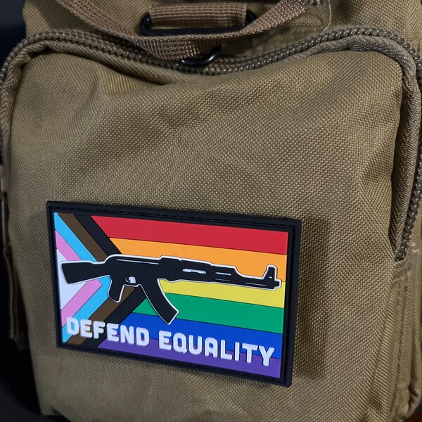 AK-47 Defend Equality Progress Pride Flag - PVC Patch With Hook and ...