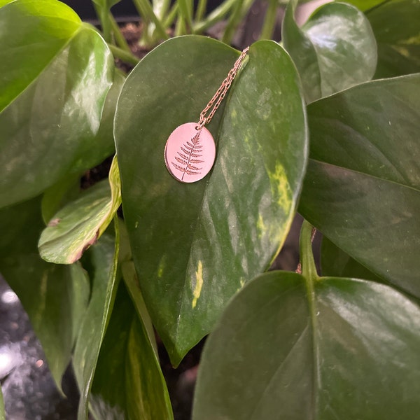 Fern Necklace, Oval Signet Necklace, Fern Signet Necklace, Personalized ...