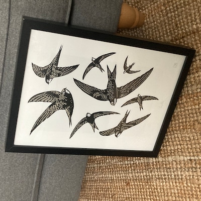 Swifts A3 Linocut Poster-print - Etsy UK