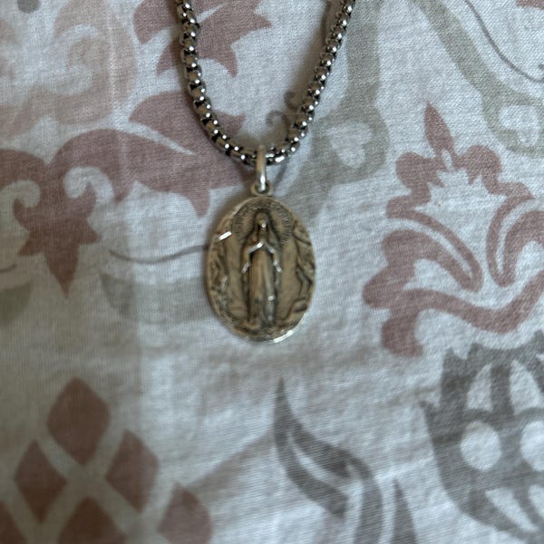 Sacred Heart of Jesus Christ Ruby and Crystal Pendant, Sterling Silver ...