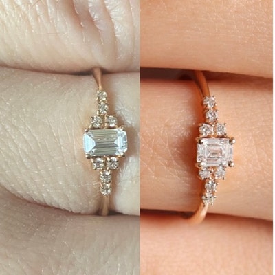 Dainty Diamond Engagement Ring Wedding Ring, Couple Rings, Delicate ...