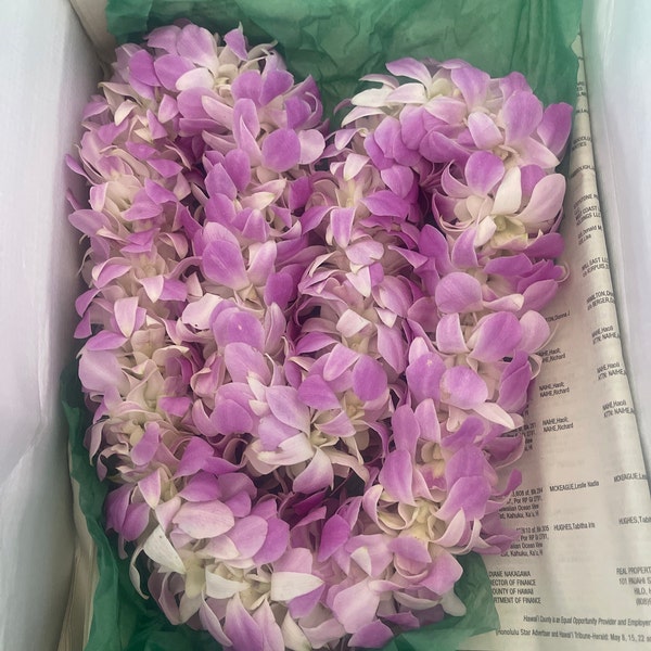 Hawaiian Lei - Flower Lei - Fresh Purple Orchid Lei - Free Shipping ...