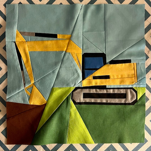 Construction/roadwork Paper Pieced Pattern Pack. Four 12 Inch Quilt ...