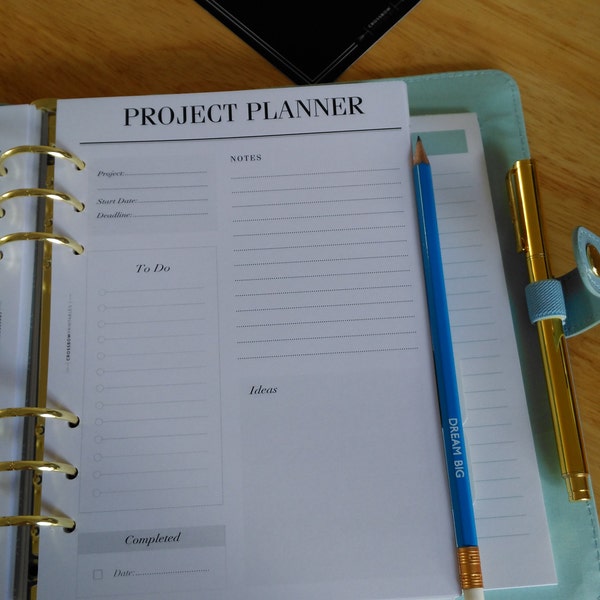 PRINTED Project Planner Pages A5 | Projects to Do List | Work Planner ...