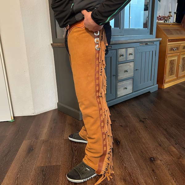 Western Shotgun Leather Chap, Suede Horse Riding Gear, Rodeo Outfit ...