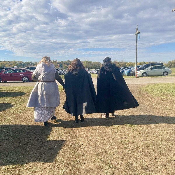 Hooded Wool Cloak Coat in Darkgray, Maxi Hooded Wool Cloak, Renaissance ...