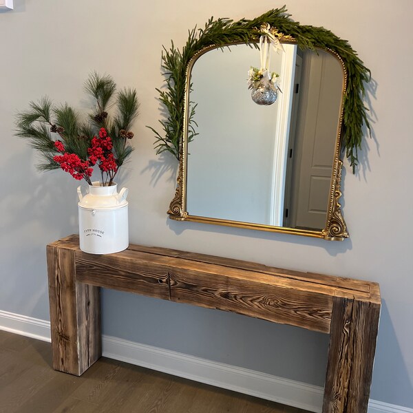Console Table Made of Old Solid Wood Beams Joined in Dovetail. Rustic ...