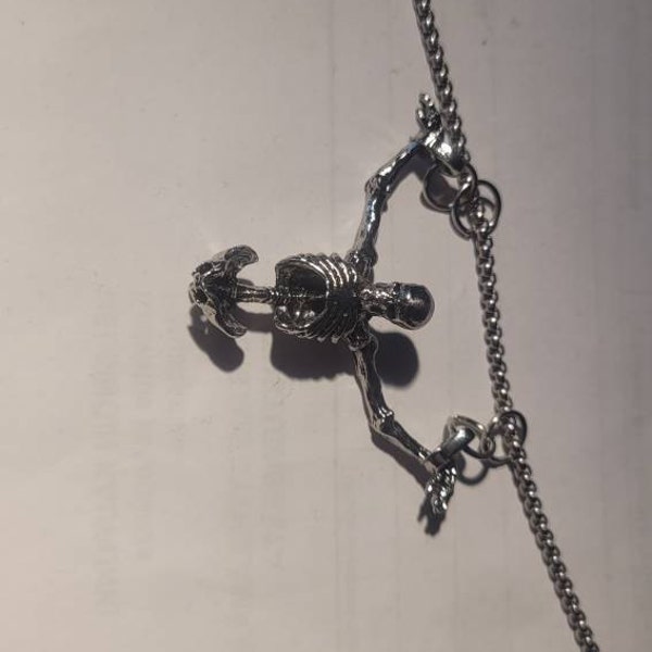 Hanging Skeleton Silver Necklace | Goth Spooky Halloween Bones - Etsy