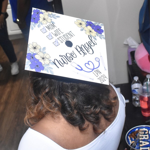 Custom "cherry Blossom Bsn" Graduation Cap Topper, Nursing Graduation ...