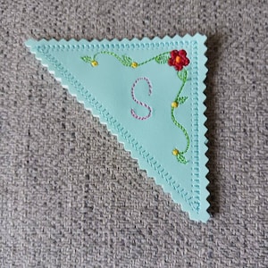 Floral Corner Bookmark Satin Stitch, Digital Files, Machine Embroidery ...
