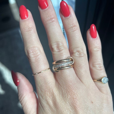 14KGF Gold Multi Link Connected Ring, Chunky Gold Ring, Gold Ring Set ...