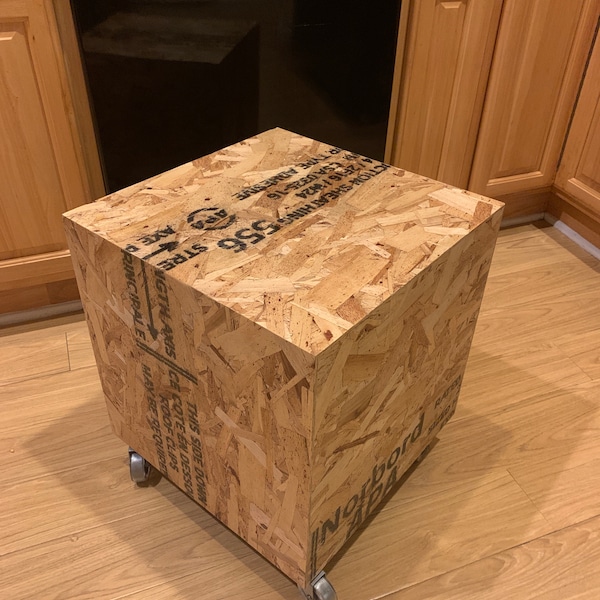 Arch Stool, 17" Cube, Modern OSB Furniture With Black Accents, Chair ...