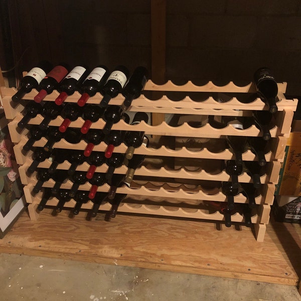 12X Beech Modular Wine Rack Beech Wood 48-144 Bottle Capacity Storage ...
